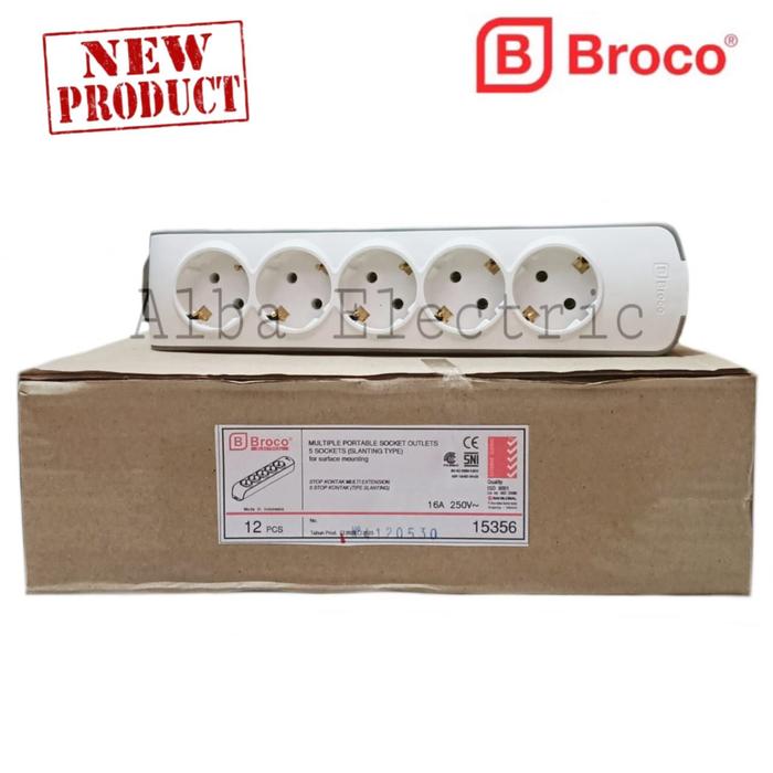 Jual BROCO Stop Kontak Terminal Arde 3 / 4 / 5 / 6 Lubang GANTUNG Putih ...