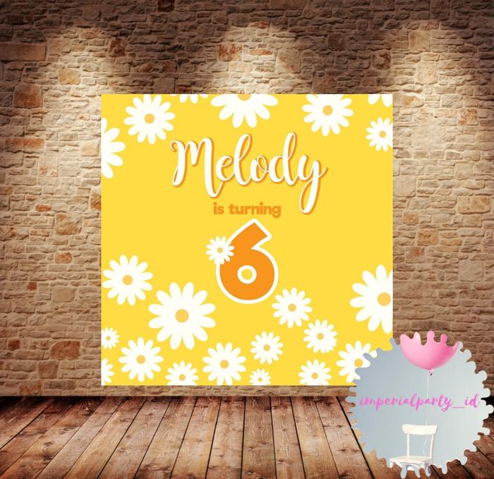 Jual Custom Happy Birthday Backdrop Banner Spanduk Daisy Flower Bunga ...