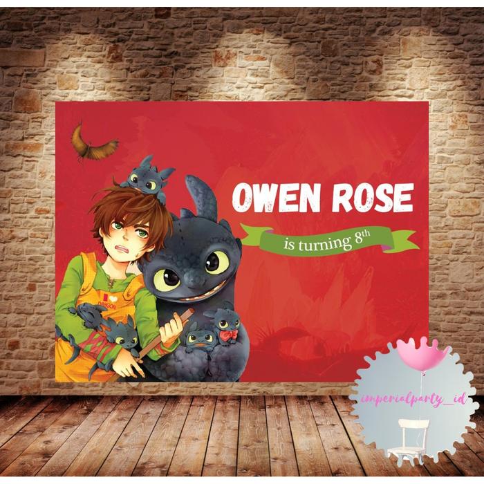 Jual Custom Happy Birthday Backdrop Banner Spanduk Toothless Train ...