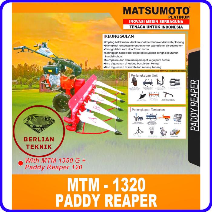 Jual Traktor Panen Padi / Paddy Reaper Matsumoto + Mesin Diesel 10 HP ...