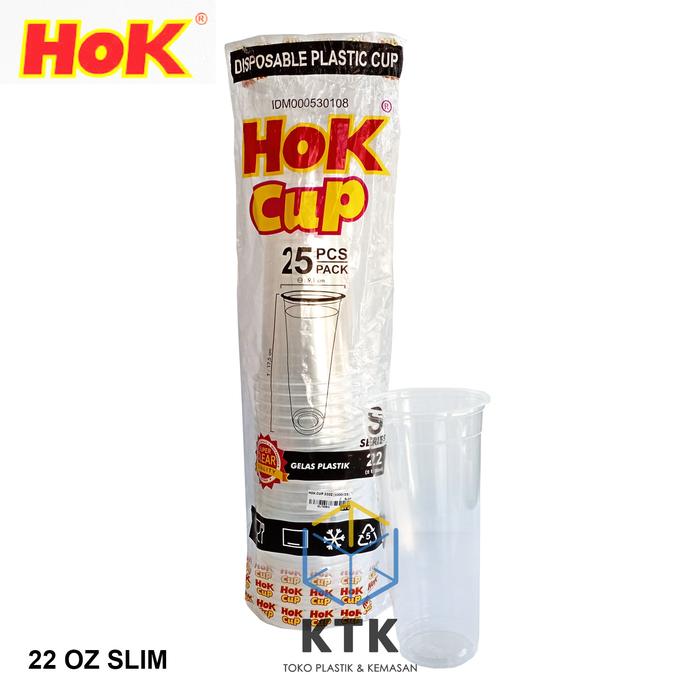 Jual Gelas Plastik HOK Cup Slim 22 Oz Bening [25's] Gelas Transparan ...