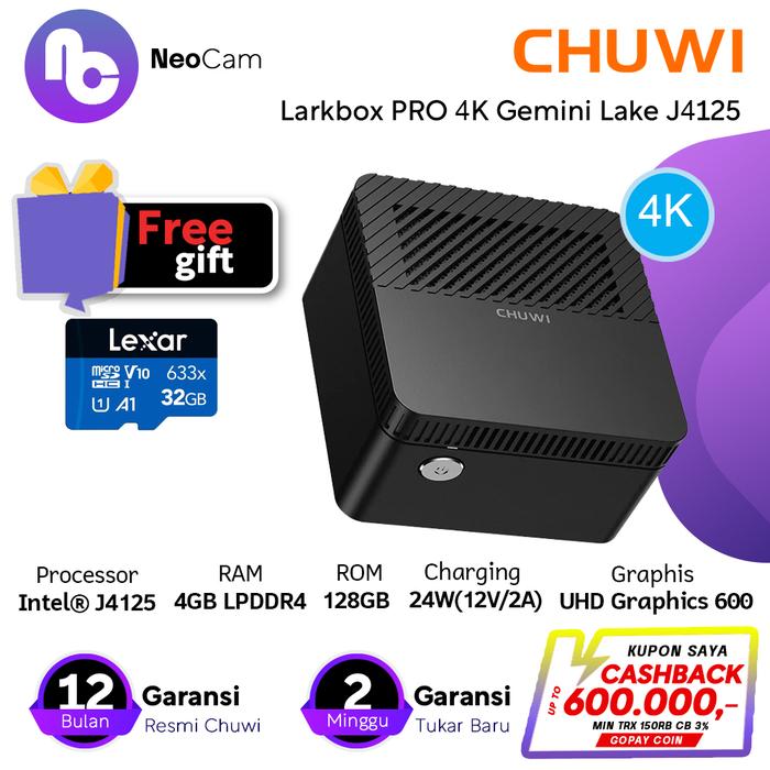 Promo Mini PC Chuwi Larkbox PRO 4K Gemini Lake J4125 6GB/128GB Windows ...