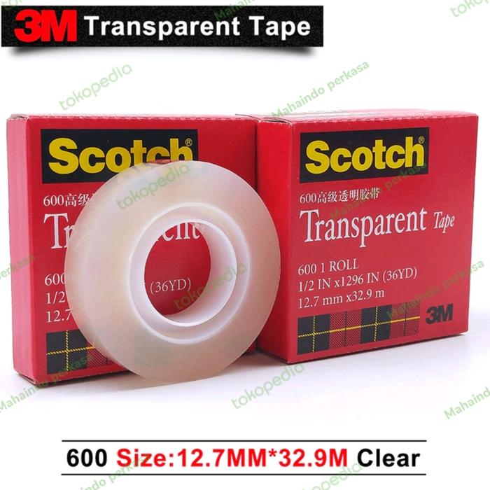 Jual 3M Scotch 600 Transparent Tape Selotip Bening 12.7mm x 32.9 Meter - Kota Tangerang ...