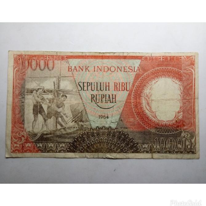 Jual Uang Kertas Jadul - Rp 10000 Seri Pekerja Merah Tahun 1964 ...