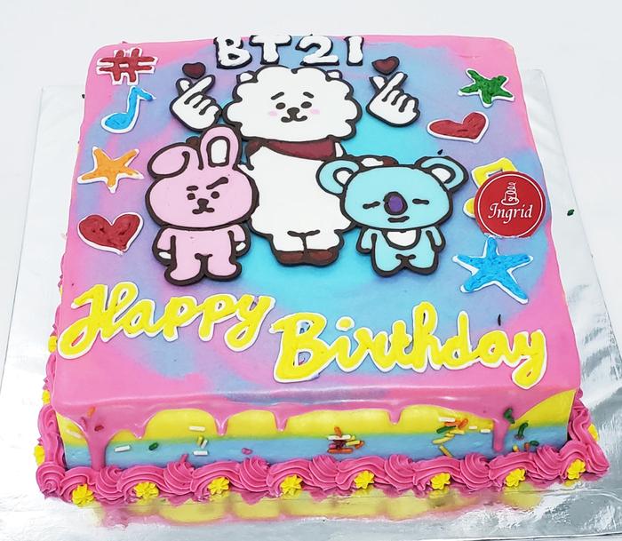 Jual Kue Ulang Tahun BTS BT21 / Kue Karakter / Cake - TH-BTS-577, 24CM ...