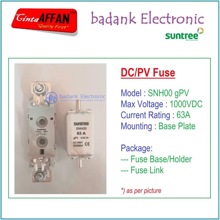 Jual 63A - SUNTREE SNH00 gPV 1P 1000V DC Fuse Base/Holder + Fuse Link ...