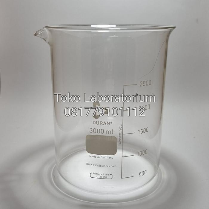 Jual Beaker glass 3000 ml low form DURAN / gelas kimia - Kota Depok ...