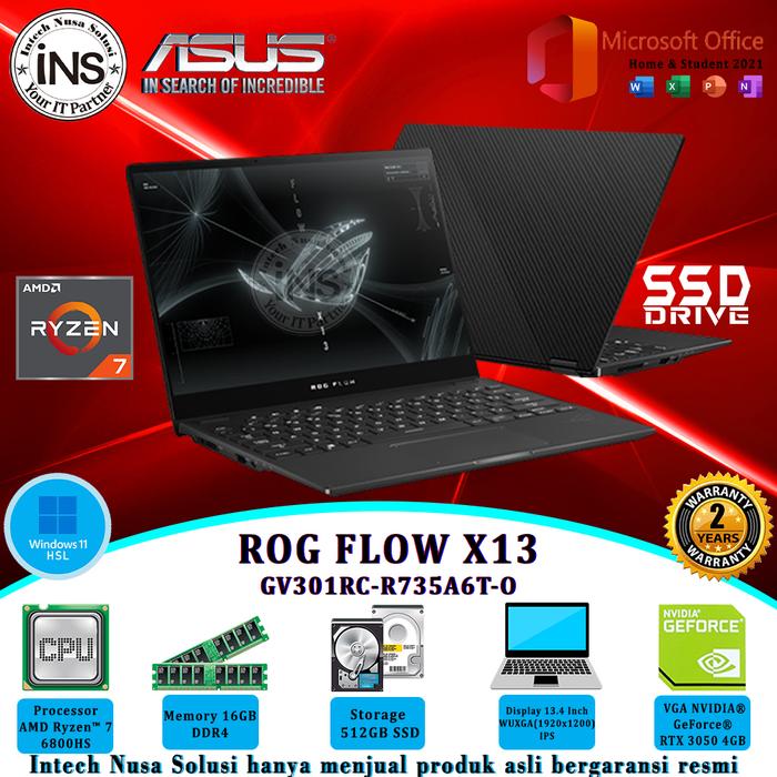 Jual ASUS ROG Flow X13 GV301RC Ryzen 7 6800HS 16GB 512GB SSD RTX3050 ...