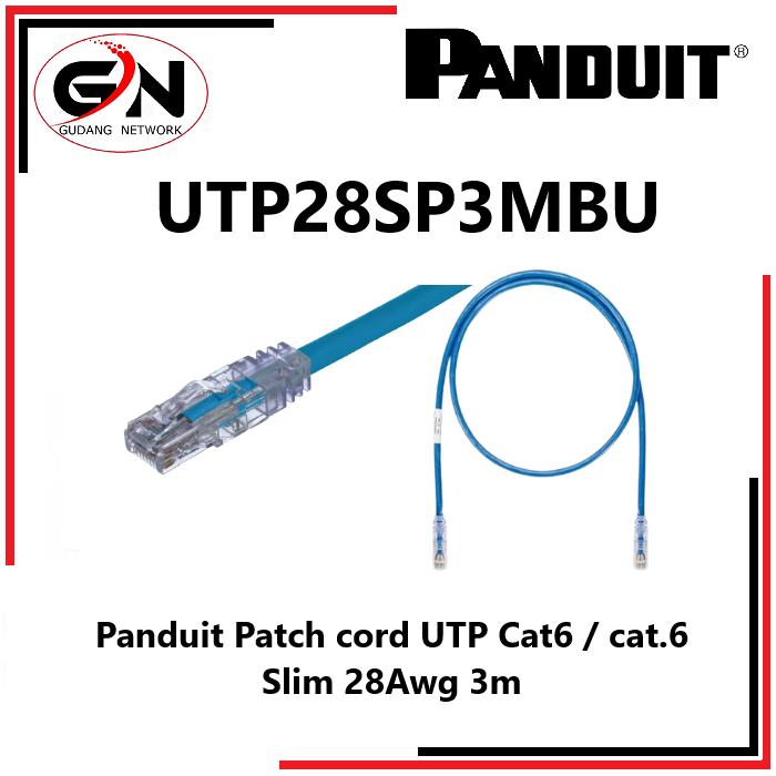 Jual Panduit UTP28SP3MBU Patch cord UTP Cat6 / cat.6 Slim 28Awg 3m ...