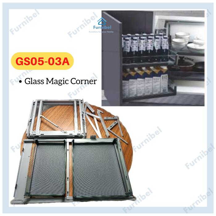 Jual GS05-03A - Rak Dapur Sudut / Glass Magic Corner - Kota Surabaya - furnibel surabaya | Tokopedia