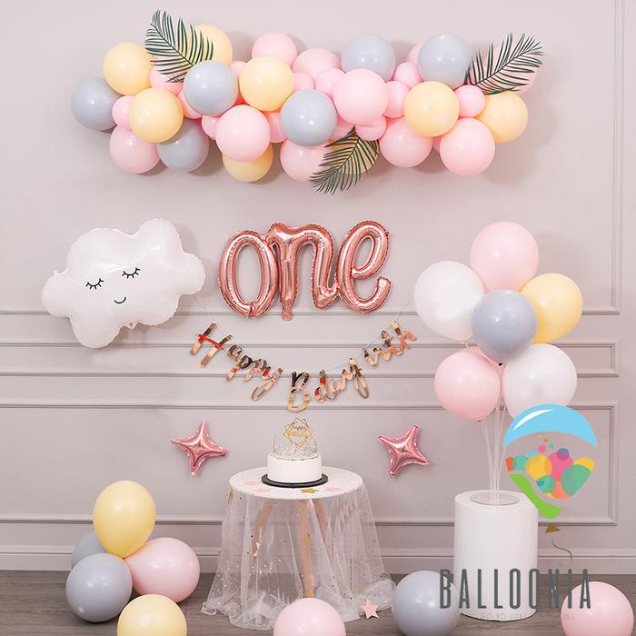 Promo Set Balloon Birthday One Link Rose Gold Chain / Balon Dekorasi ...