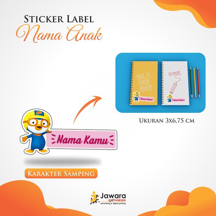 Jual STIKER LABEL ANAK KARAKTER SAMPING UKURAN 3X6,75 CM CUSTOM - Kota ...