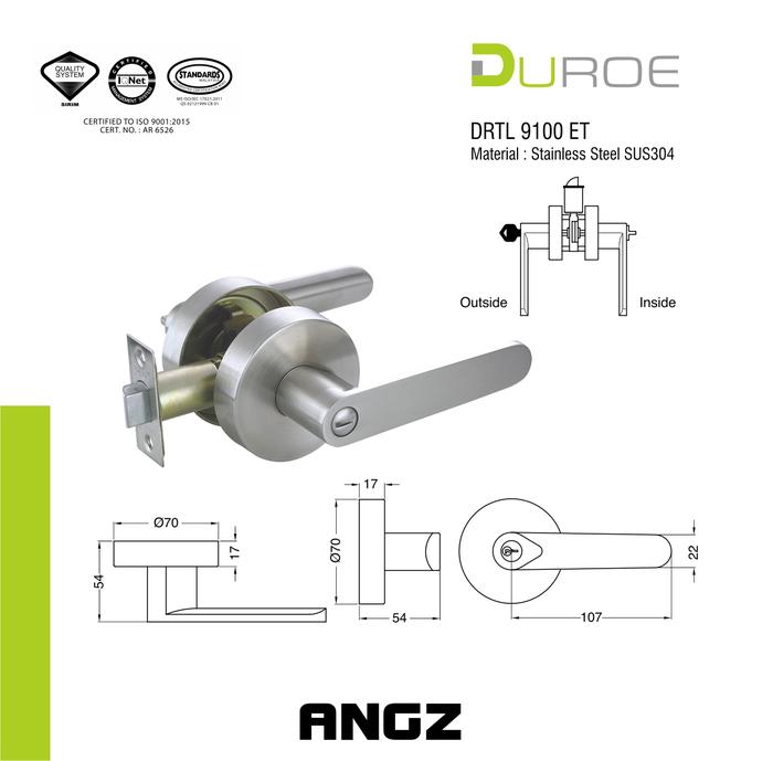 Jual Handle Pintu Tubular DUROE Pegangan Gagang Kunci Pintu Set ...