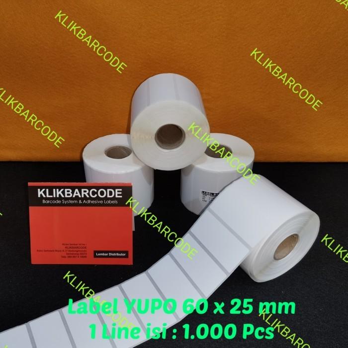 Jual Label Sticker Barcode YUPO 60 X 25 MM Core 1 Inchi 1 Line 1000 p ...