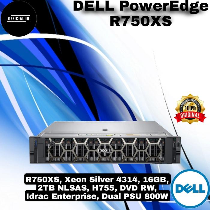 Jual DELL PowerEdge R750XS, Xeon Silver 4314, 16GB, 2TB NLSAS, 3YR ...