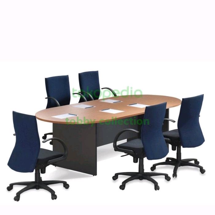 Jual Meja Meeting Oval Conference Table 240cm x 120cm Top Warna Oak ...
