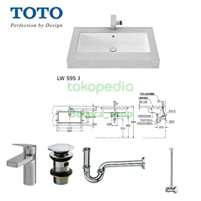 Jual Wastafel TOTO LW 595 J W/F Comp Set Kran Dingin TX109LRS Packing ...