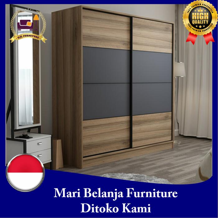 Jual Lemari Pakaian Almari Baju 2 Pintu Besar Sliding Kayu Jati ...