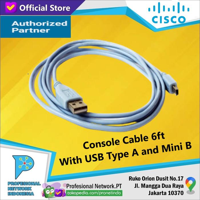Promo Cisco Console Cable 6 ft with USB Type A and mini-B (CAB-CONSOLE ...