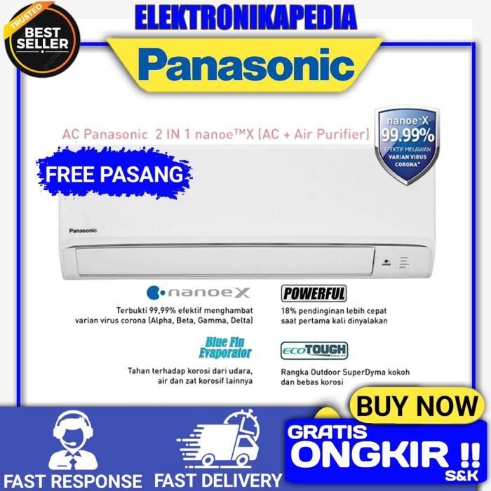 Jual AC SPLIT 1/2 PK PANASONIC CS-PN5WKJ SIBIRU DELUXE NANOE X FREE ...