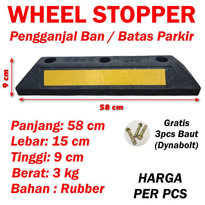 Jual Wheel stopper rubber / Pengganjal Ban Mobil / Pembatas Parkir ...