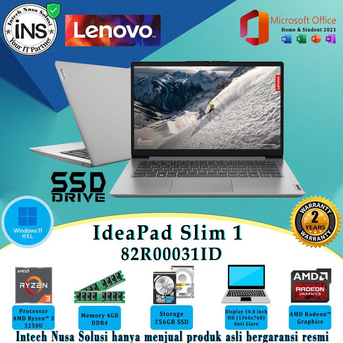 Jual Lenovo IdeaPad Slim 1 14ADA7 31ID Ryzen 3 3250U 4GB 256GB SSD W11H OHS - Jakarta Pusat ...
