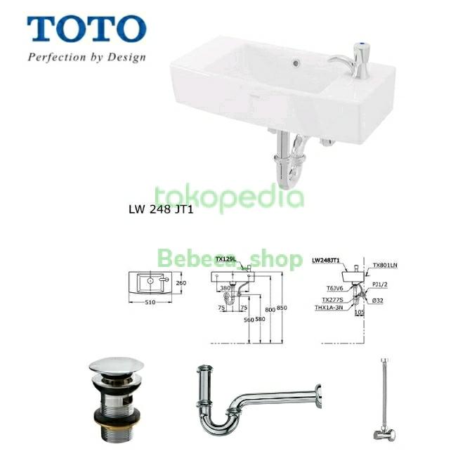 Jual Wastafel TOTO LW 248 JT1 W/F Putih Complete Set Tanpa Kran Dingin - Jakarta Selatan ...