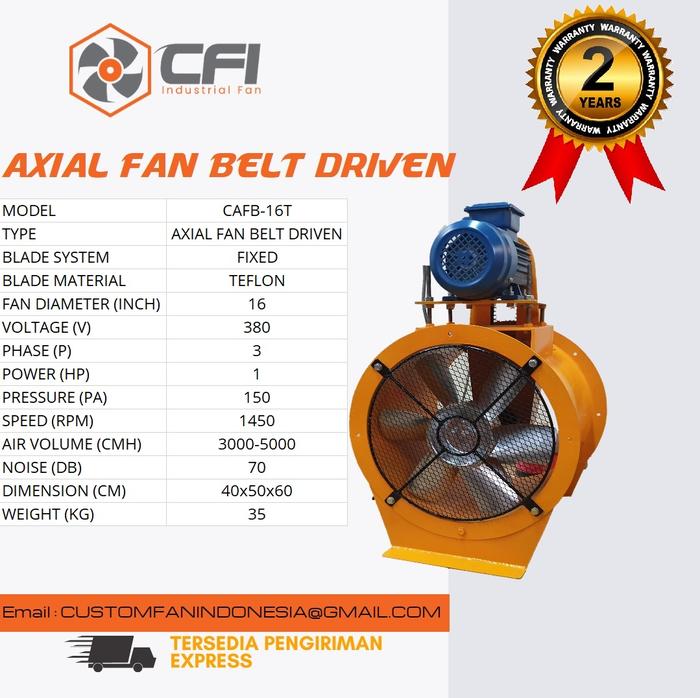 Jual AFB Axial Fan Belt Drive 16" (3HP/3PHASE/2850RPM) Teflon Blade ...