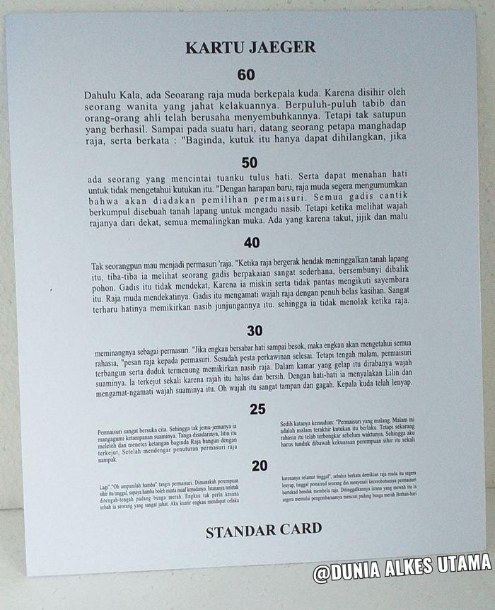 Jual KARTU JAEGER (Reading chart untuk test baca dekat) - Kota ... Jual KARTU JAEGER (Reading chart untuk test baca dekat) - Kota ...