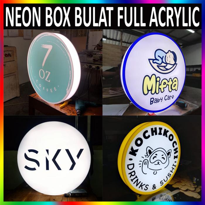 Jual NEON BOX BULAT FULL ACRYLIC Nyala LED Custom Ukuran Bebas ...