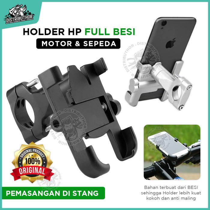 Jual Holder Hp Motor Besi Stang Full Alumunium Dudukan Penahan Hape Sandara - Hitam - Jakarta ...