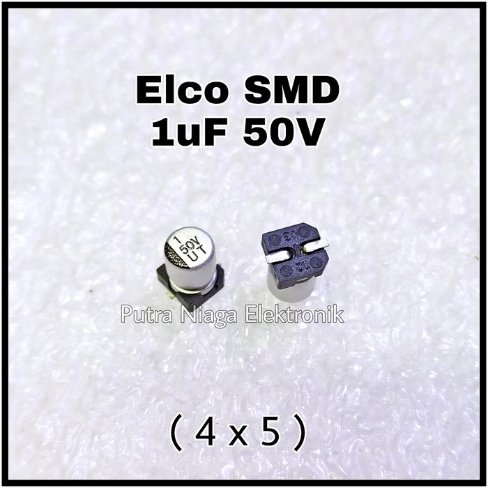 Jual Elco SMD 1uF 50V Alumunium 1 uF 50Volt Aluminum Kapasitor 4x5 mm ...
