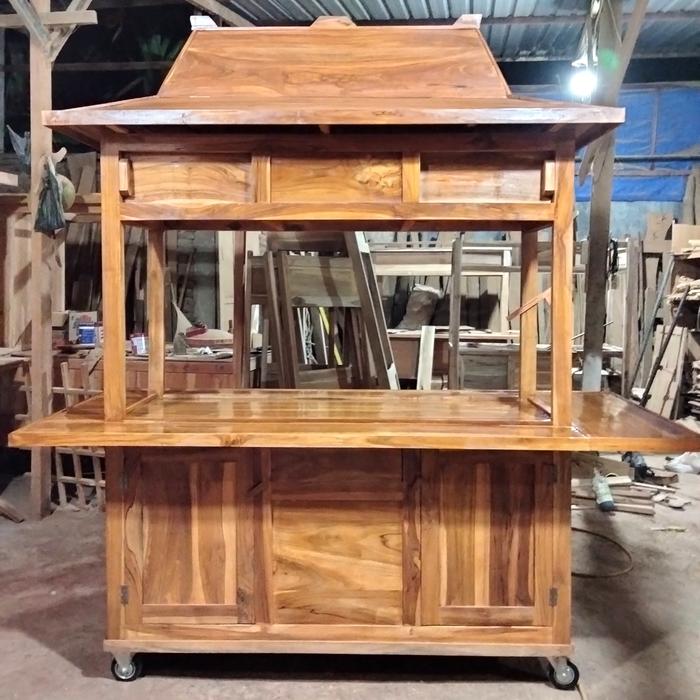 Jual gerobak//rombong angkringan kayu jati atap joglo - Kab. Klaten ...