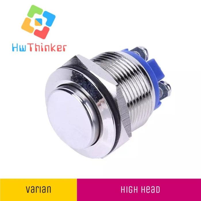 Jual Push Button On Momentary Switch Stainless Metal 12mm 16mm 19mm ...