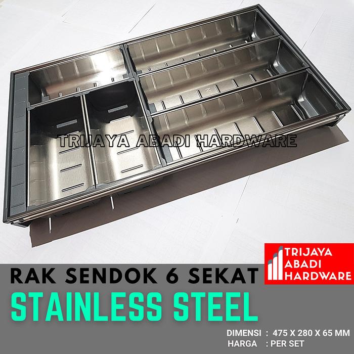 Jual Rak Sendok Stainless Steel 6 Sekat / 8 Sekat Rak Peralatan Dapur ...