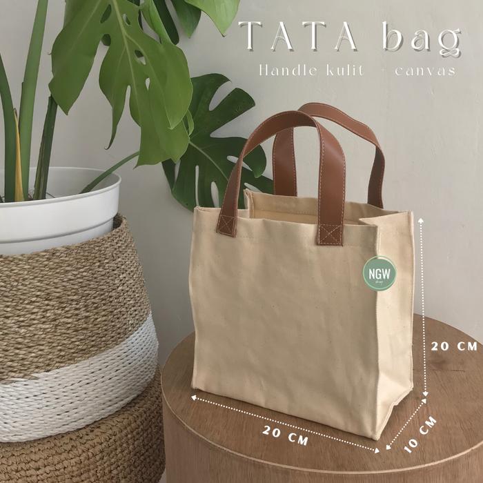 Jual Tas canvas handle kulit leather 20x10x20 polos hampers goodie bag ...