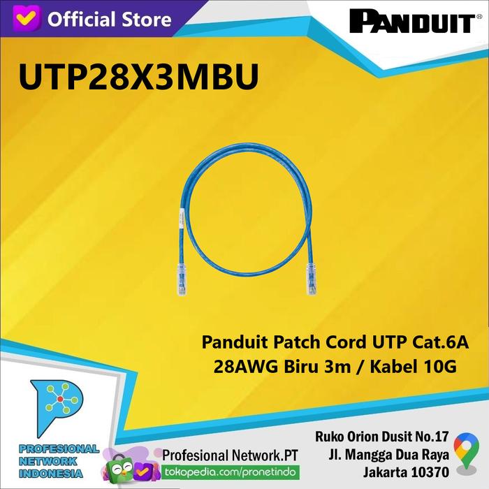 Jual Panduit UTP28X3MBU Patch Cord UTP Cat.6A 28AWG Biru 3m / Kabel 10G ...