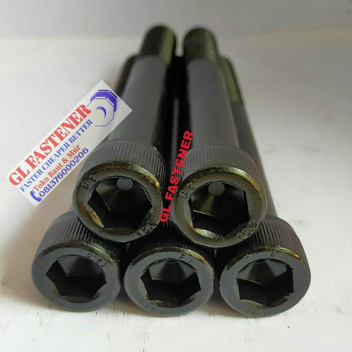Jual Baut L Baja M12 x 120 Hitam / Socket Cap Screw Grade 12.9 BL P1.75 ...