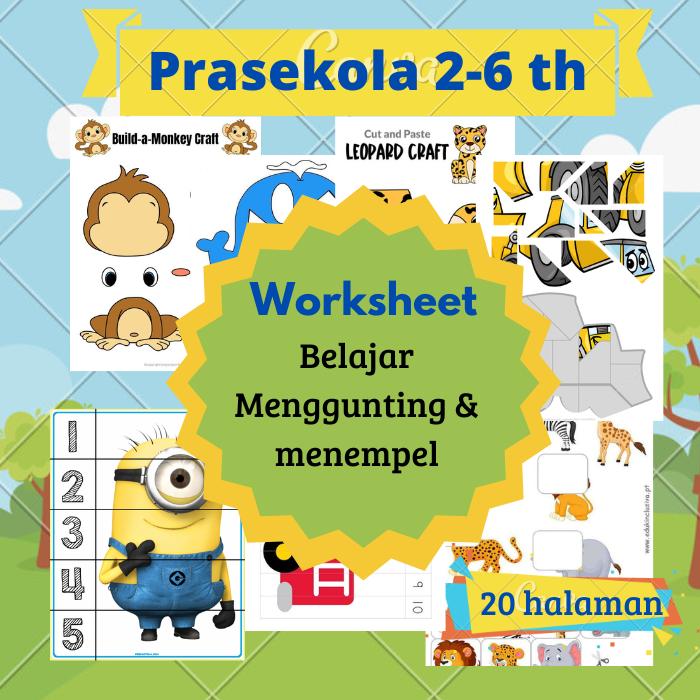 Jual Worksheet Anak Aktivitas Belajar Angka Huruf Menggunting Menempel ...