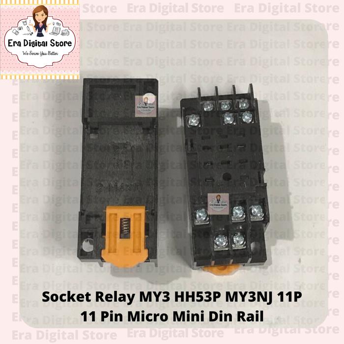 Jual Socket Soket Relay MY3 HH53P MY3NJ 11P 11 Pin Micro Mini Din Rail ...