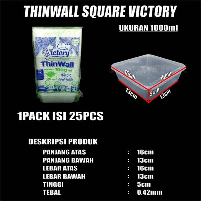 Jual Thinwall Sq 1000ml 1500ml 2000ml 3000ml Square Per Pack Tempat