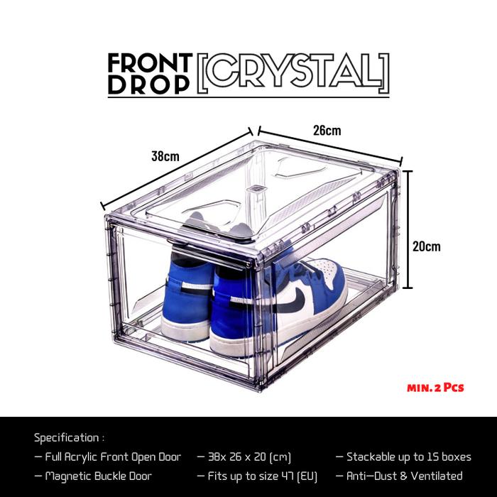 Jual [Full Acrylic] Shoe Box Front Drop Extra Large Transparan Dark XL ...