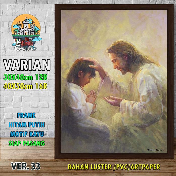 Jual Gambar Poster Lukisan Yesus Memberkati Anak + Bingkai Frame Rohani ...