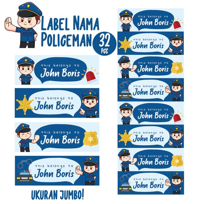 Jual Sticker Stiker Label Nama Anak Sekolah Custom Lucu Anti Air Polisi ...