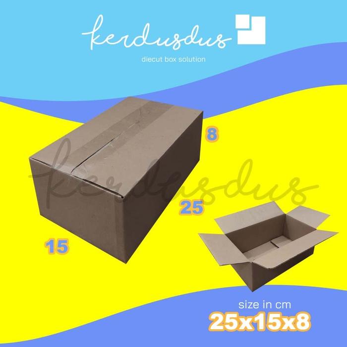 Jual 25x15x8 cm kardus box karton kotak packing packaging POLOS SHEET ...