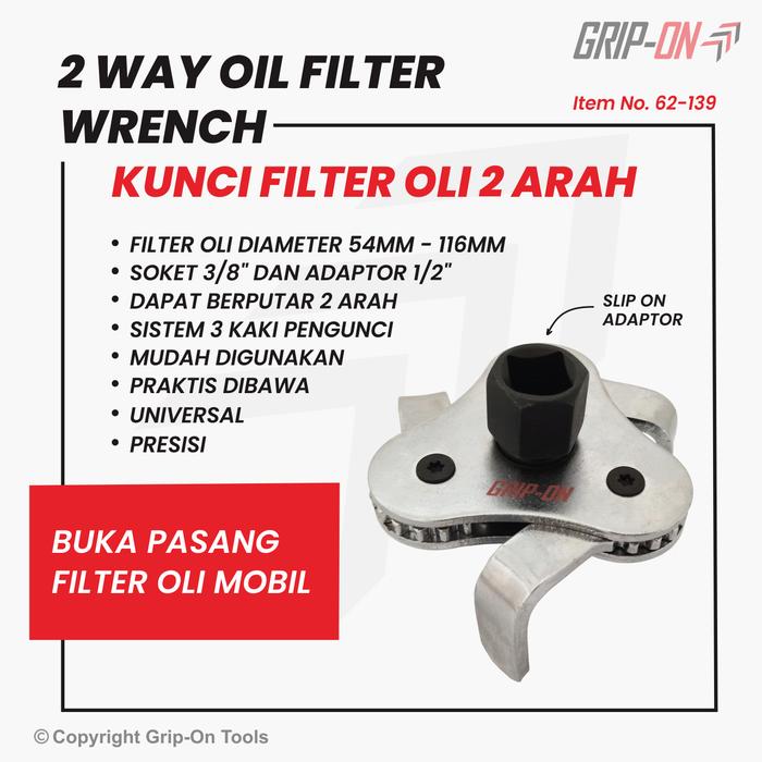 Jual GRIP-ON OIL FILTER WRENCH 2-WAY KUNCI OLI FILTER 2 ARAH KAKI 3 ...