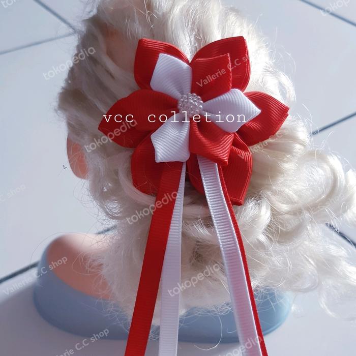 Jual jepitan rambut bunga merah putih 17 agustus tema hari kemerdekaan ...