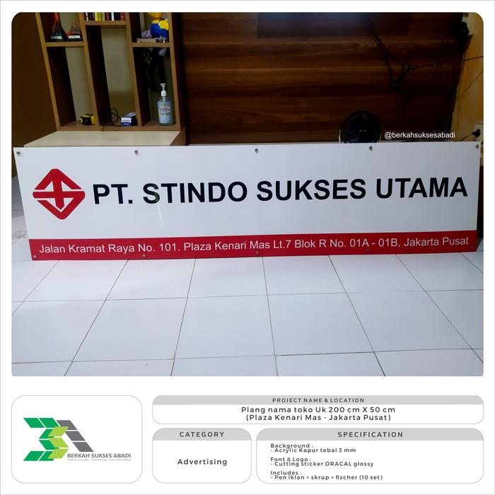 Jual Plang toko uk 200x50cm Plang akrilik toko Papan nama toko custom ...