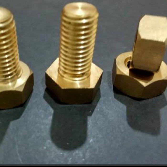Jual baut dan mur kuningan asli m8 × 40 mm bolt nut hexagon segienam ...