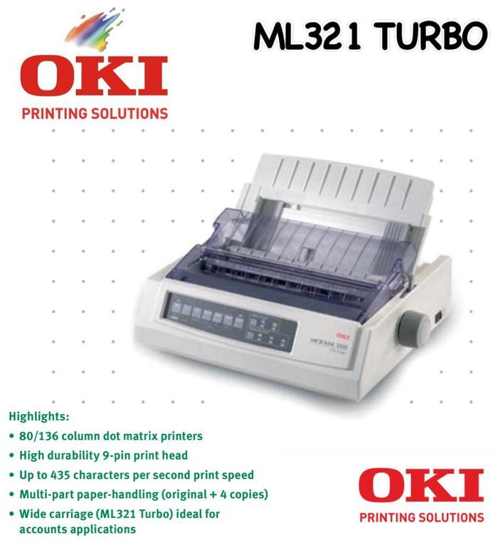 Promo OKI ML321 I ML 321 Turbo - A4 Microline Dot Matrix Printer Cicil ...